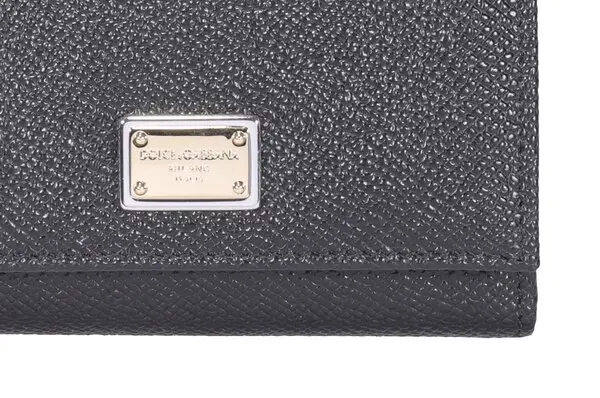Dolce & Gabbana Dolce Gabbana Logo Plaque Trifold Wallet - Black