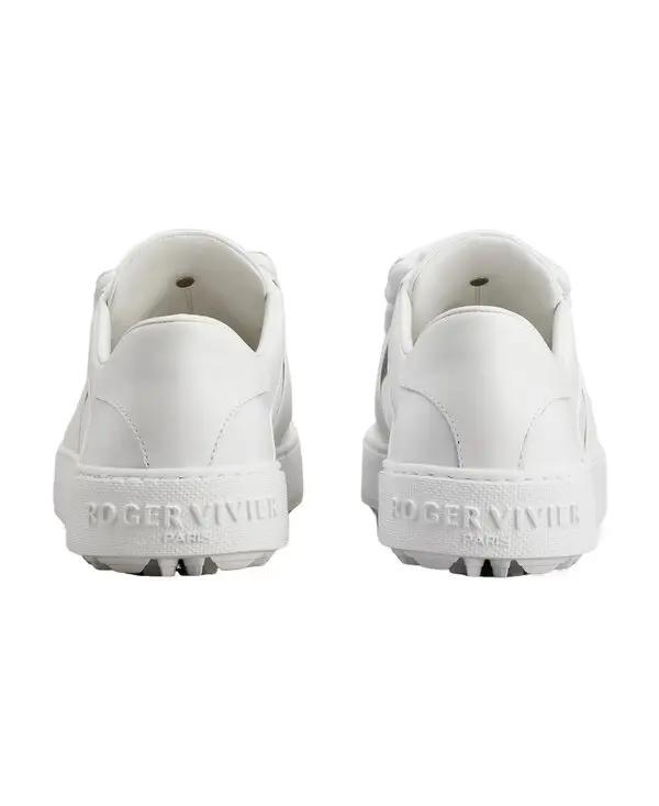 ROGER VIVIER Leather "viv' Golf" Sneakers With Rhinestone Buckle