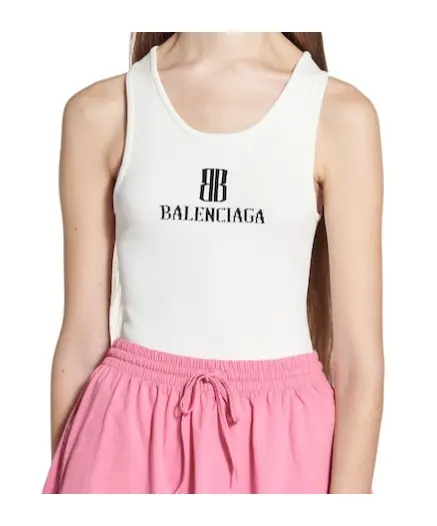 Balenciaga Sleeveless Nano Bb Artwork Jacquard Tank Top - White/black