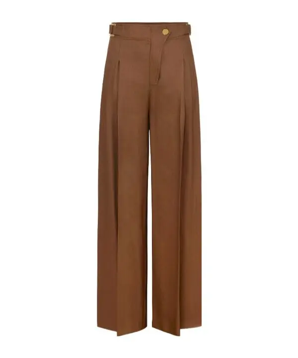 Elisabetta Franchi High-waist Wide-leg Pants - Leather Color