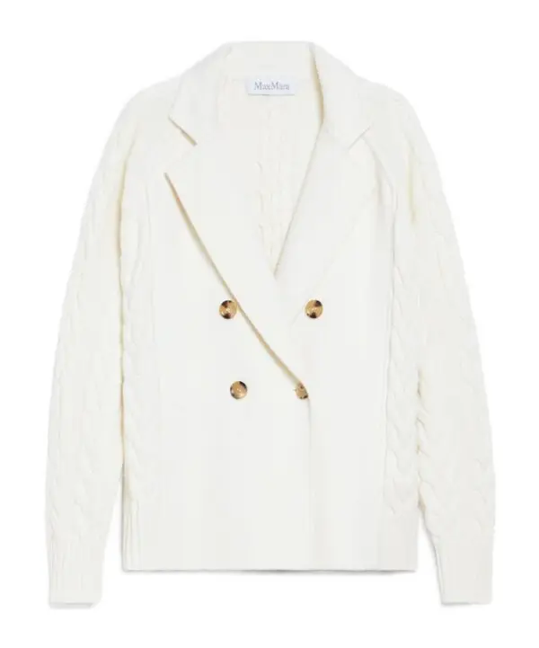 Max Mara Micio Double-breasted Cable-knit Cardigan - Vanilla