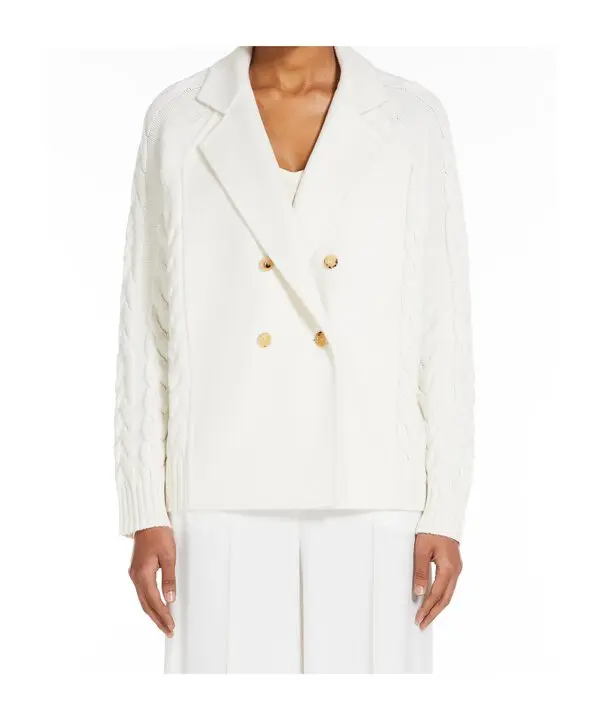 Max Mara Micio Double-breasted Cable-knit Cardigan - Vanilla