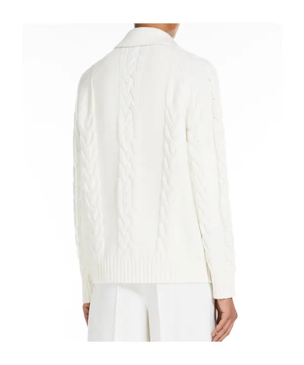 Max Mara Micio Double-breasted Cable-knit Cardigan - Vanilla
