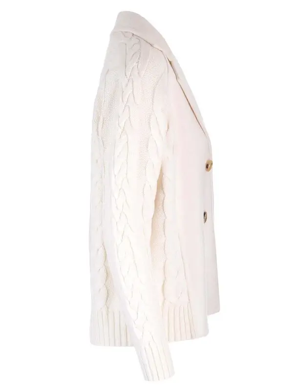 Max Mara Micio Double-breasted Cable-knit Cardigan - Vanilla