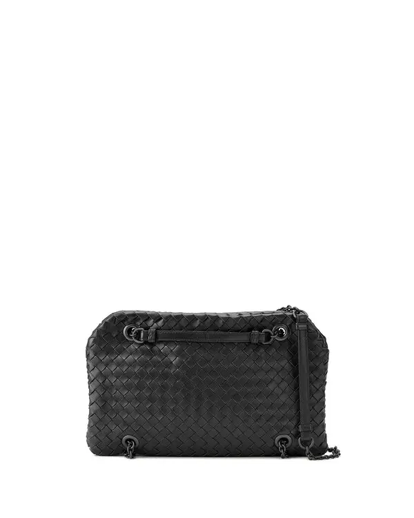Bottega Veneta Woven Pattern Chain Handbag - Black