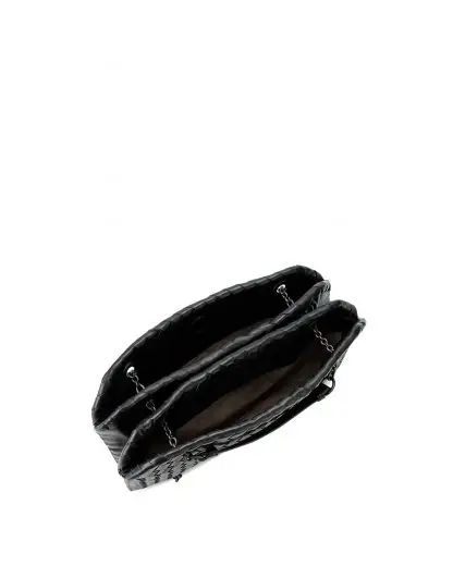 Bottega Veneta Woven Pattern Chain Handbag - Black