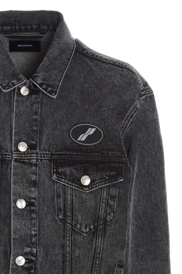 We11Done Logo Patch Denim Jacket - Black