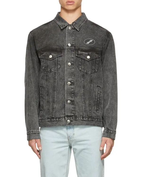 We11Done Logo Patch Denim Jacket - Black