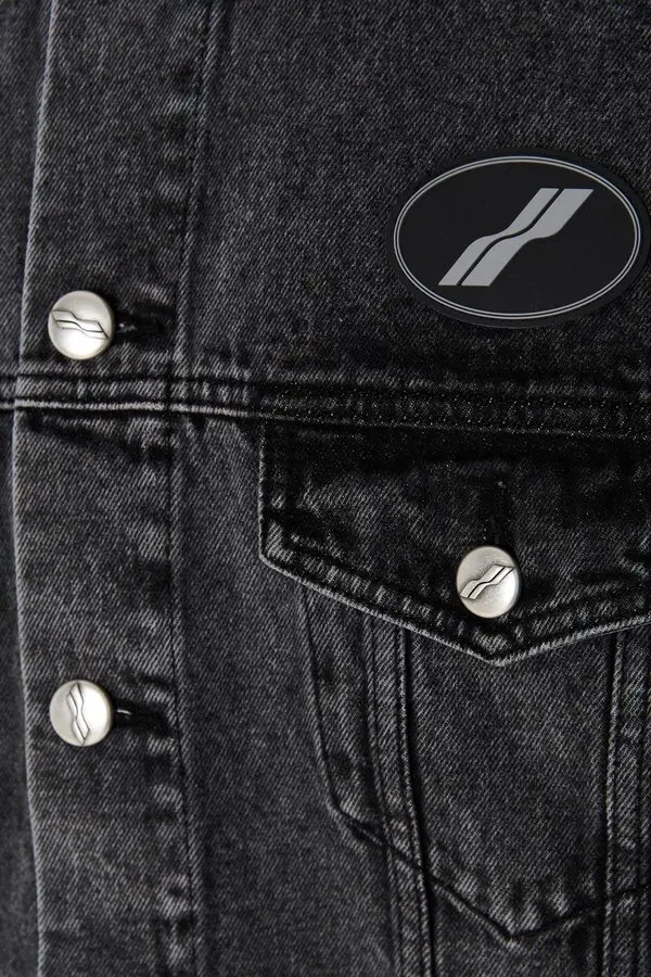 We11Done Logo Patch Denim Jacket - Black