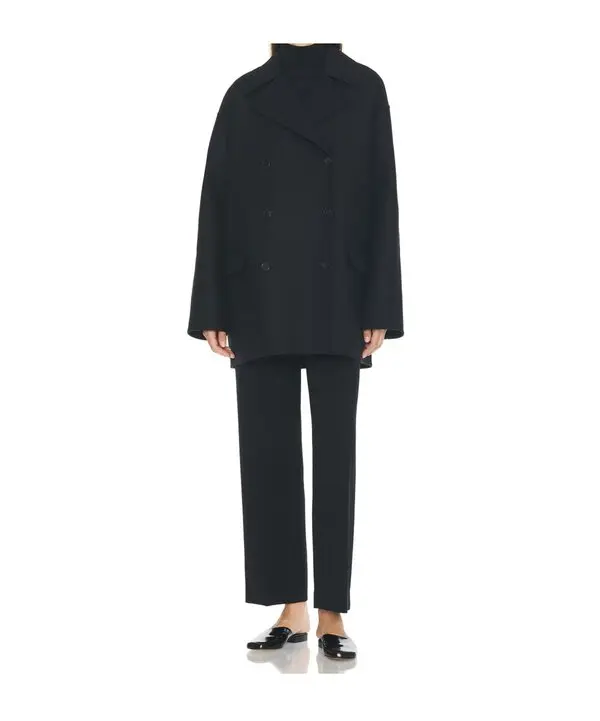 THE ROW Double-breasted Pocket Coat - Black