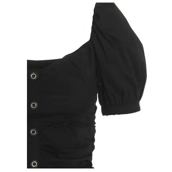 Pinko Ruched Button-up Dress With Bubble Short Sleeves