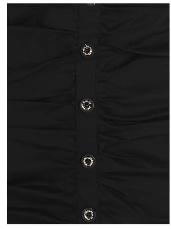 Pinko Ruched Button-up Dress With Bubble Short Sleeves