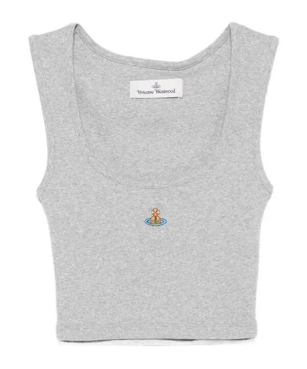 VIVIENNE WESTWOOD Orb Embroidered Sleeveless Top - Grey