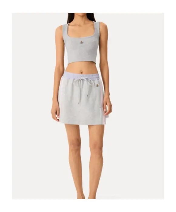 VIVIENNE WESTWOOD Orb Embroidered Ribbed Cropped Top