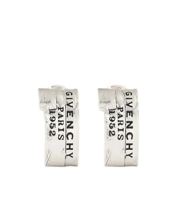 Givenchy Logo Engraved Tape Earrings - White