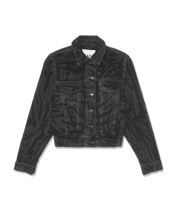 GANNI Zebra Print Cropped Jacket - Black