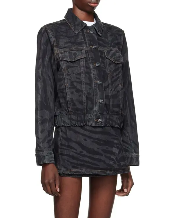 GANNI Zebra Print Cropped Jacket - Black