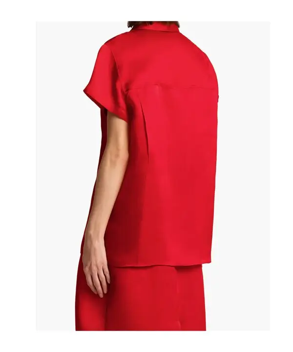 Khaite Keefe Button-up Blouse In Silk Organza - Of Raspberry