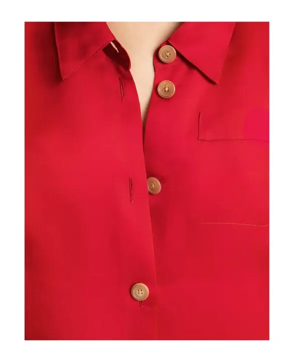 Khaite Keefe Button-up Blouse In Silk Organza - Of Raspberry