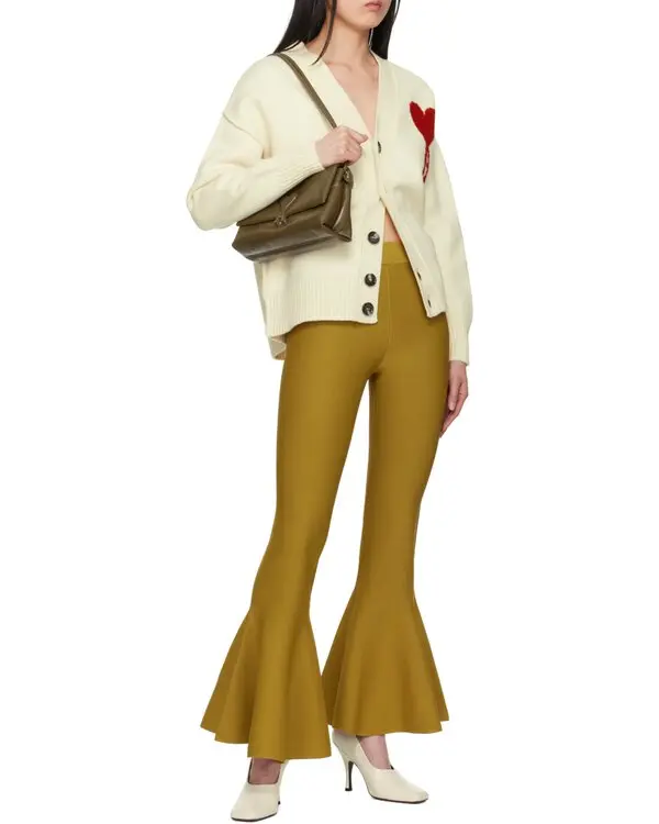 AMI Paris Elasticated-waist Flared Trousers - Brown