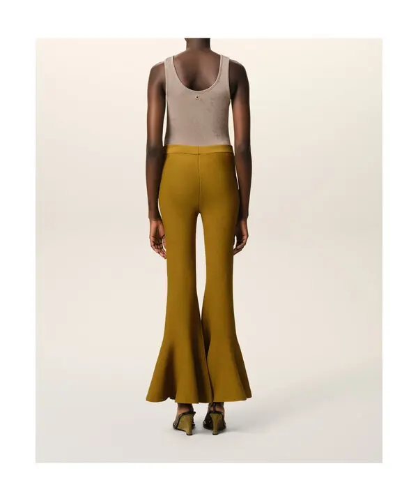 AMI Paris Elasticated-waist Flared Trousers - Brown