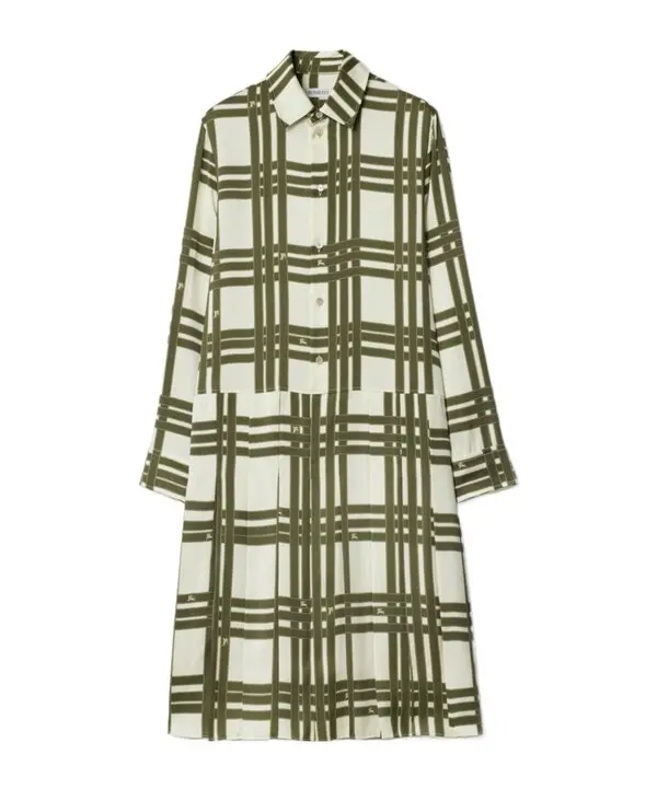Burberry Ribbon-check Pleated Midi Dress