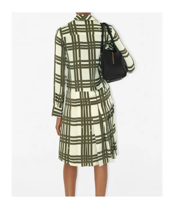 Burberry Ribbon-check Pleated Midi Dress