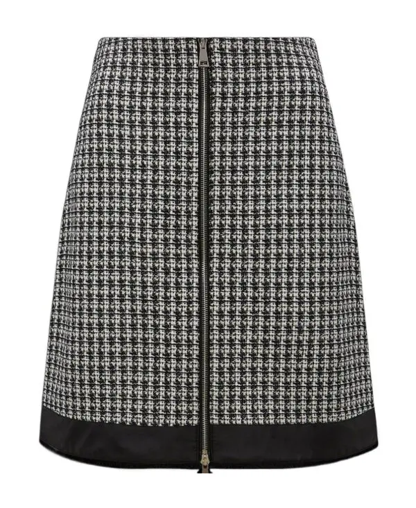 Moncler Tweed Mini Skirt With Fringed Hem - Black