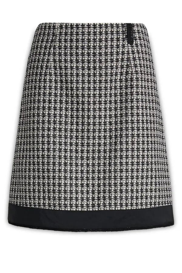 Moncler Tweed Mini Skirt With Fringed Hem - Black