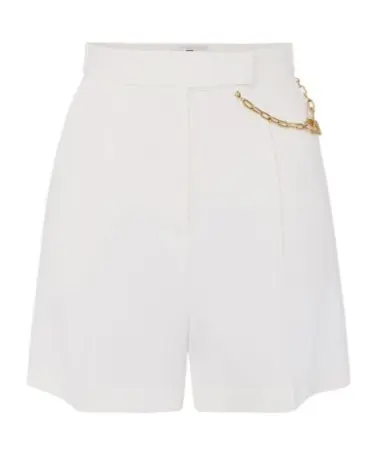 Elisabetta Franchi Pleated Chain-detail Shorts - Avorio