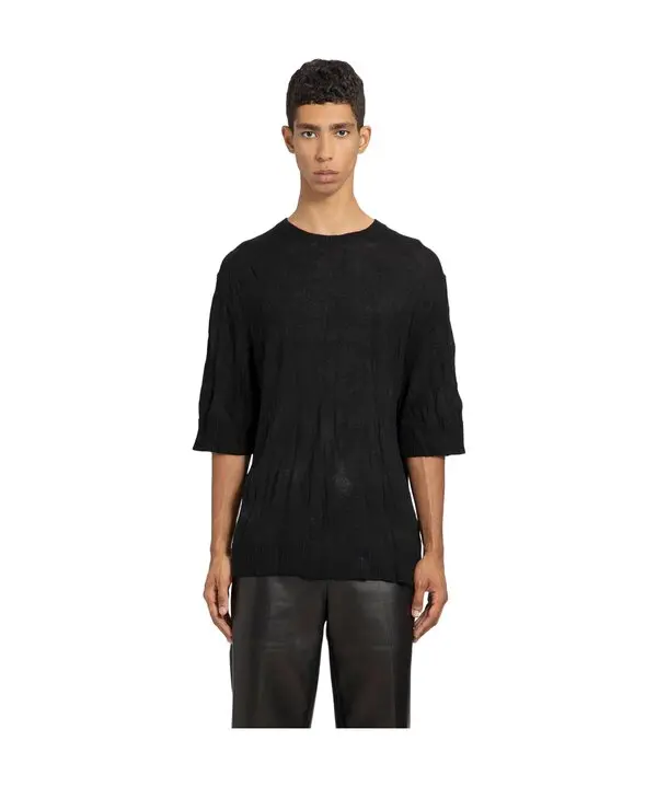 Helmut Lang Crushed Logo Intarsia Knitted T-shirt