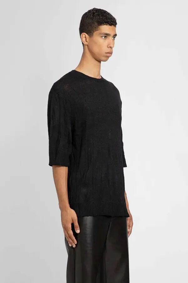 Helmut Lang Crushed Logo Intarsia Knitted T-shirt
