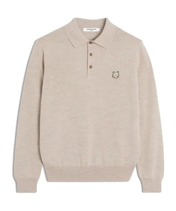 Maison Kitsuné Fox Head Patch Fine-knit Polo Shirt