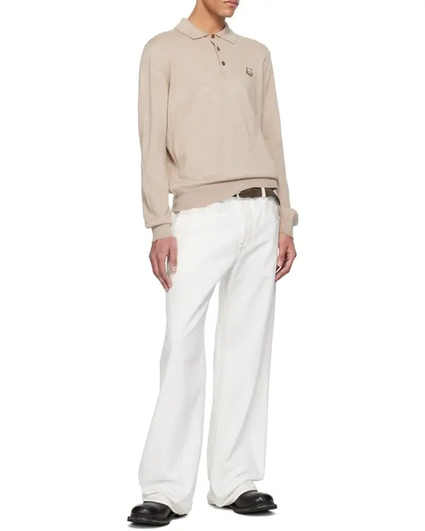 Maison Kitsuné Fox Head Patch Fine-knit Polo Shirt