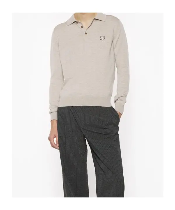 Maison Kitsuné Fox Head Patch Fine-knit Polo Shirt