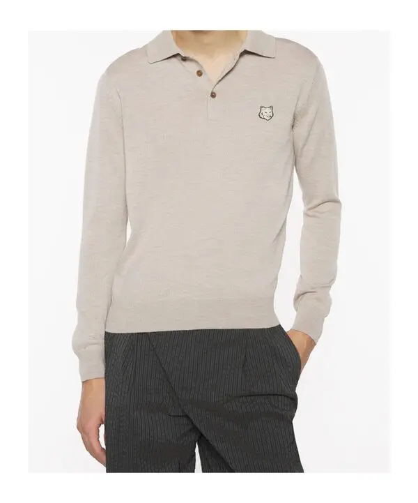 Maison Kitsuné Fox Head Patch Fine-knit Polo Shirt