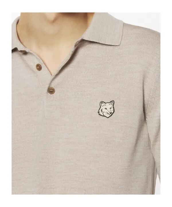 Maison Kitsuné Fox Head Patch Fine-knit Polo Shirt