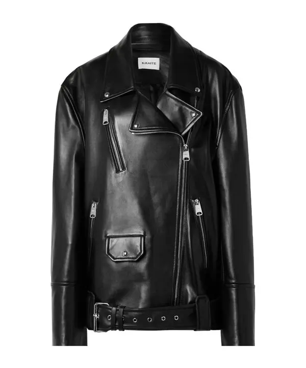 Khaite Belted Leather Jacket
