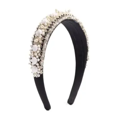 Valentino Garavani Embellished Padded Design Headband - Black/light Ivory