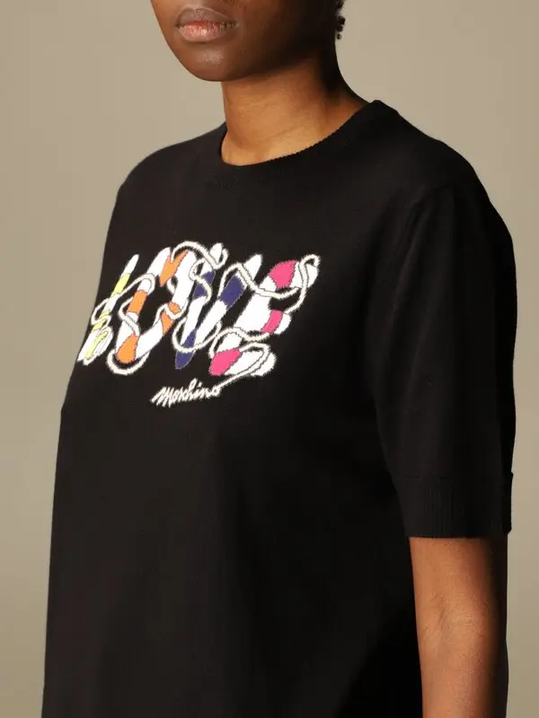 Moschino Love" Printed Knit Short Sleeve Pullover