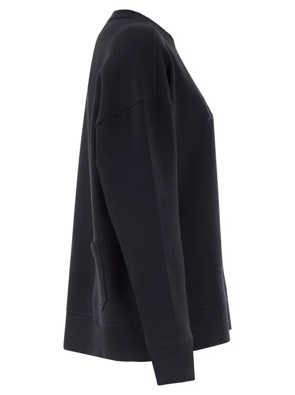 Max Mara Crewneck Long Sleeve Sweatshirt With Logo Detail - Blue