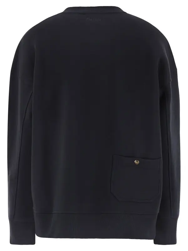 Max Mara Crewneck Long Sleeve Sweatshirt With Logo Detail - Blue