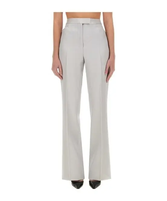 TOM FORD Lustrous Barathea Tailored Tuxedo Wide Leg Pants - Gray