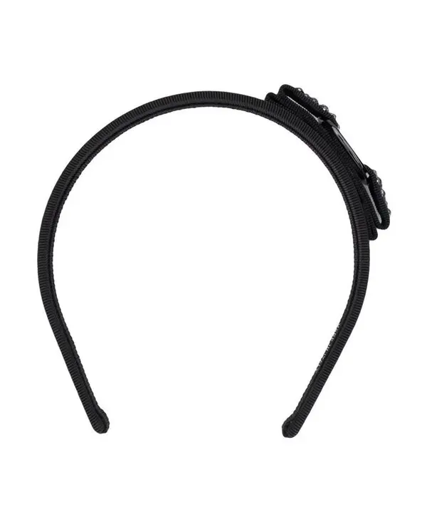 FERRAGAMO Rhinestone Bow Headband - Black