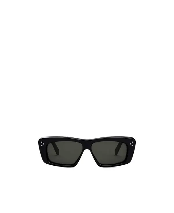 Celine Rectangle Frame Sunglasses With Side Logo Print - Black