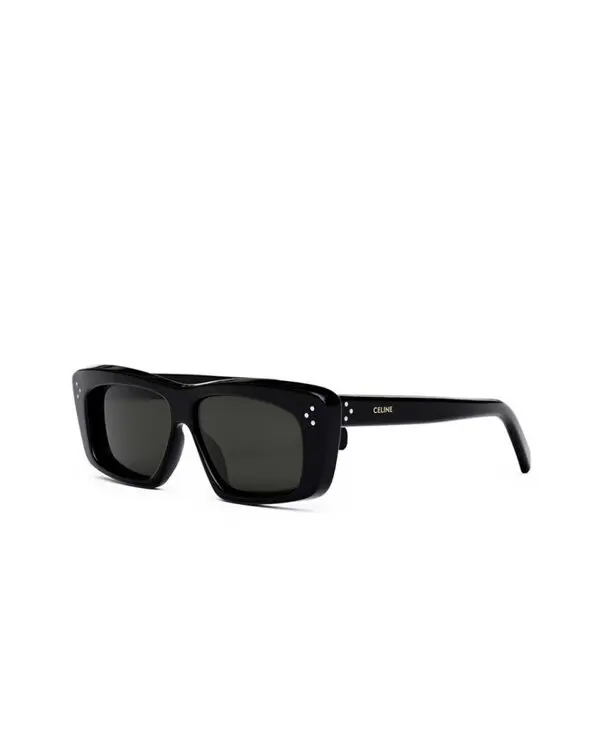 Celine Rectangle Frame Sunglasses With Side Logo Print - Black