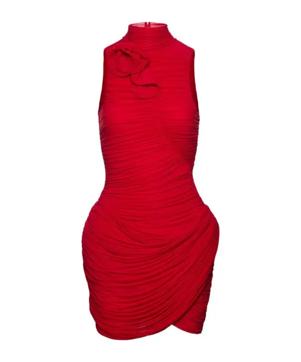 Magda Butrym Sleeveless High Neck Draped Mini Dress