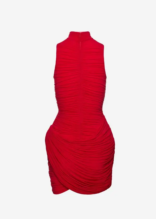 Magda Butrym Sleeveless High Neck Draped Mini Dress