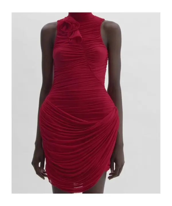 Magda Butrym Sleeveless High Neck Draped Mini Dress