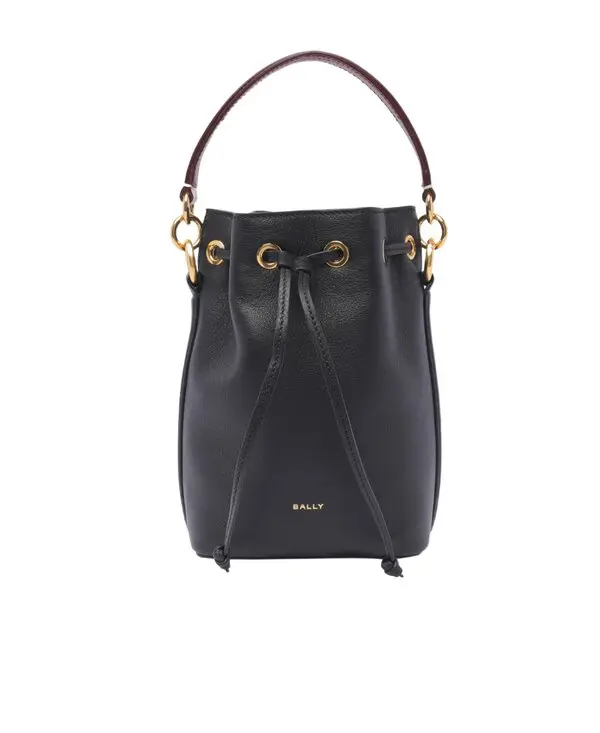 Bally Logo Printed Drawstring Bucket Bag - Black